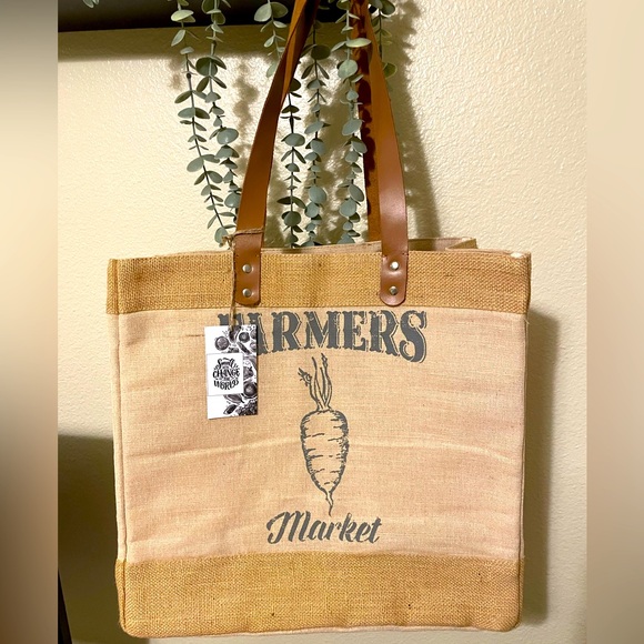 Small Acts Change The World | Bags | Farmers Market Jute Tote Bag ...